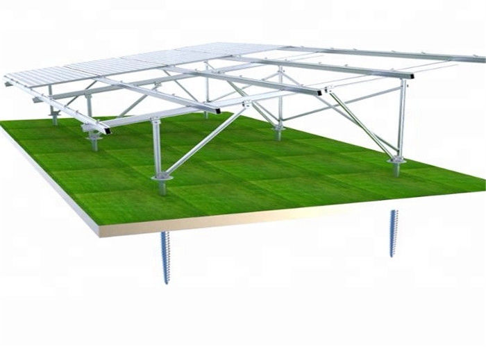 PV Solar Panel Steel Screw Piles , Aluminum Support Frame Ground Mount ...