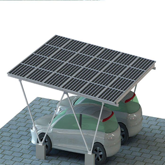 Galvanized Metal Solar Power Parking Lot Carport Structures 5deg-15deg