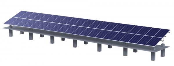 Concrete Base Solar Panel Ground Mounting Systems Double Pole Type