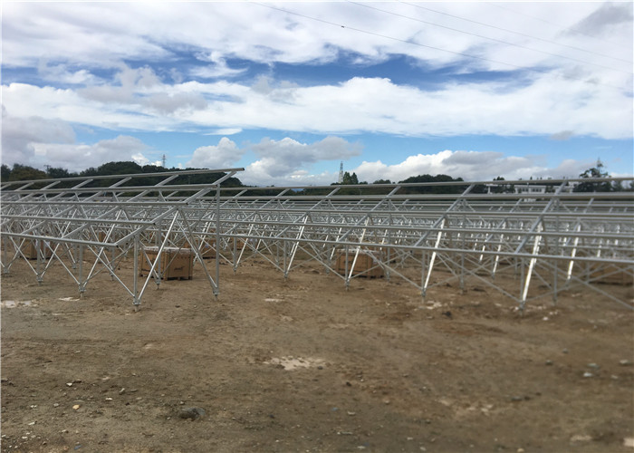 PV Solar Panel Steel Screw Piles , Aluminum Support Frame Ground Mount ...