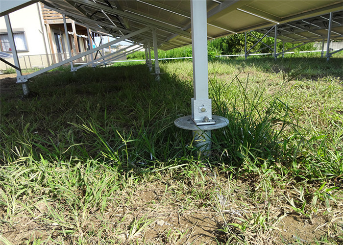 PV Solar Panel Steel Screw Piles , Aluminum Support Frame Ground Mount ...