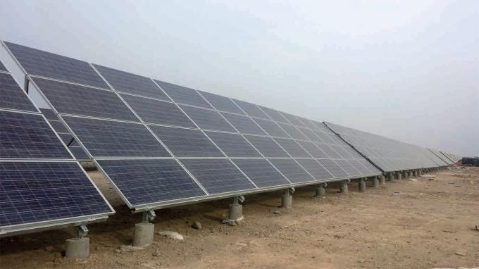 Concrete Base Solar Panel Ground Mounting Systems Double Pole Type